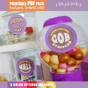 Candy Jar Labels Charlie and the Chocolate Factory Birthday Party Willy ...