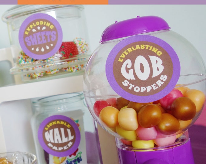 Candy Jar Labels Charlie and the Chocolate Factory Birthday Party Willy ...