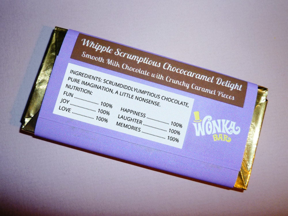 Wonka Bar Wrappers Wonka Bar Candy Bar Wrapper Template Willy | Etsy Canada