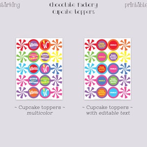 Cupcake Toppers Willy Wonka Birthday Party Decorations Printable PDF - Etsy