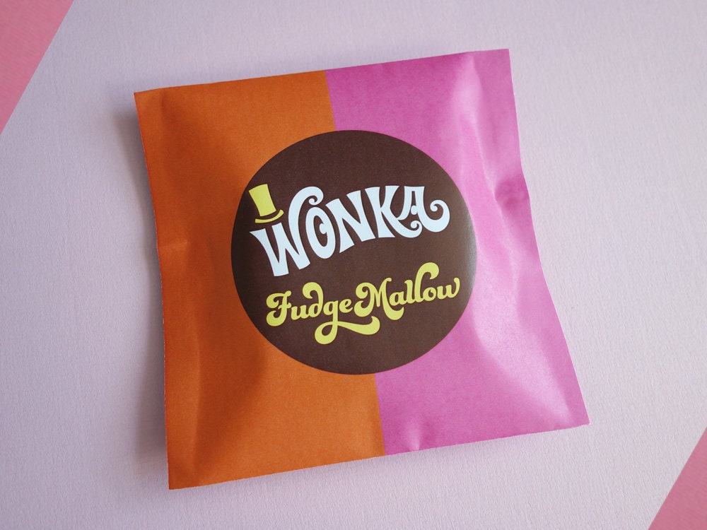 Willy Wonka Fudgemallow Labels Wonka Candy Wrapper Willy Wonka | Etsy ...