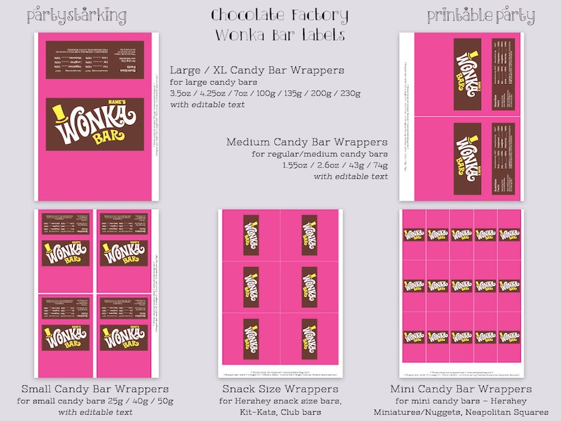Wonka Bar Wrapper Template Wonka Bar Favor Willy Wonka - Etsy