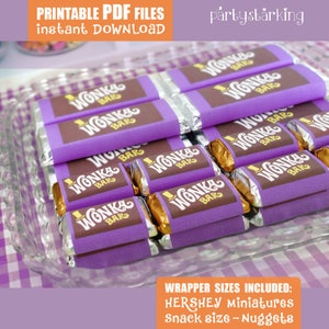 Wonka Bar Labels - Mini & Snack Size Wrappers - Wonka Bar Candy Bar ...