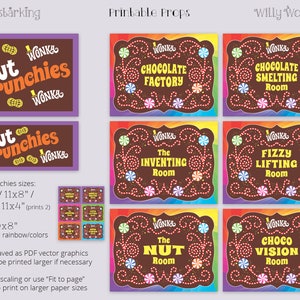 Willy Wonka JR. Printable Props, Signs, Wonka Bar Wrappers, Golden ...