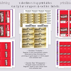 Valentine Card Printable Candy Bar Wrappers Classroom Valentines Kids ...
