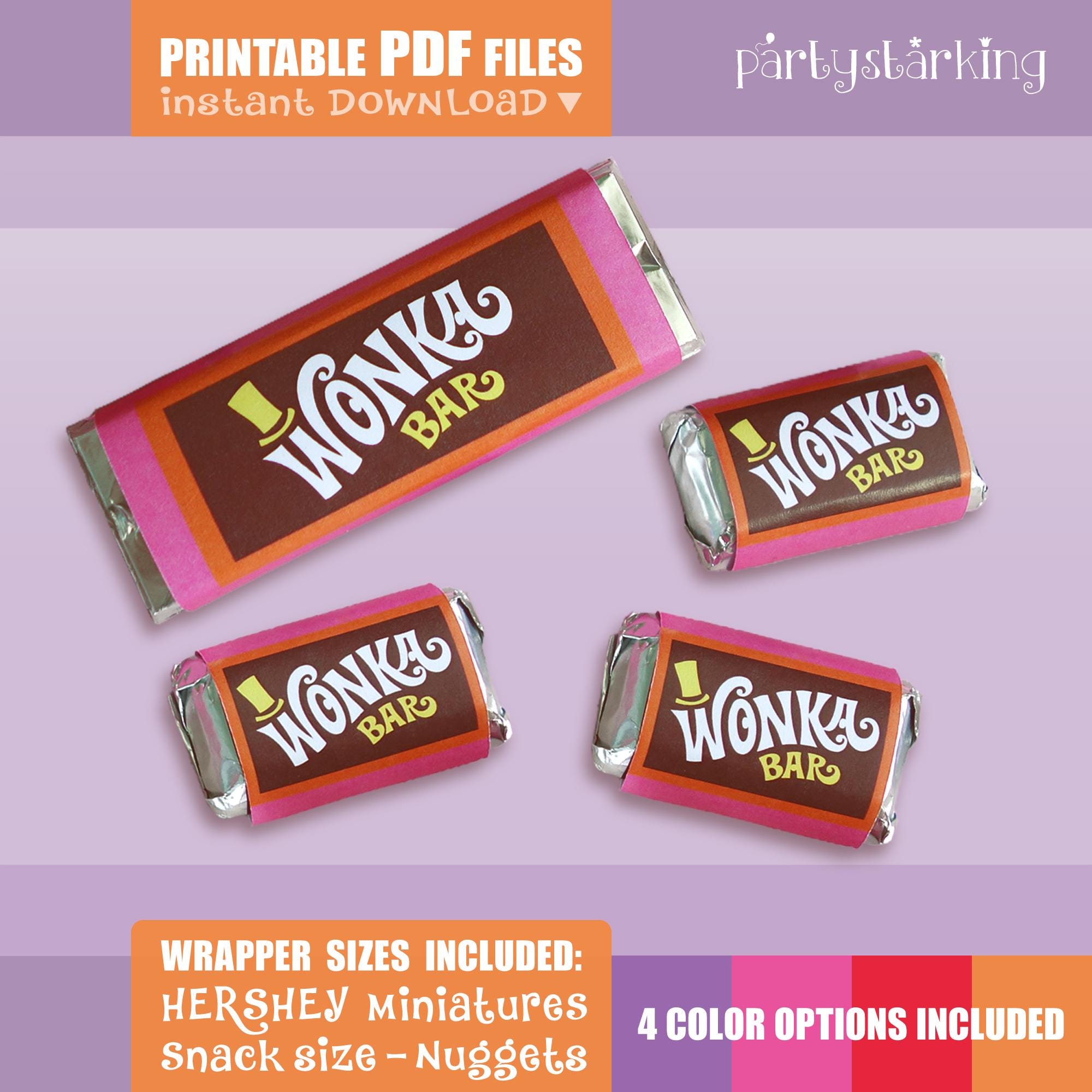 Wonka Bar Labels - Mini & Snack Size Bars - Candy Wrapper Printable ...