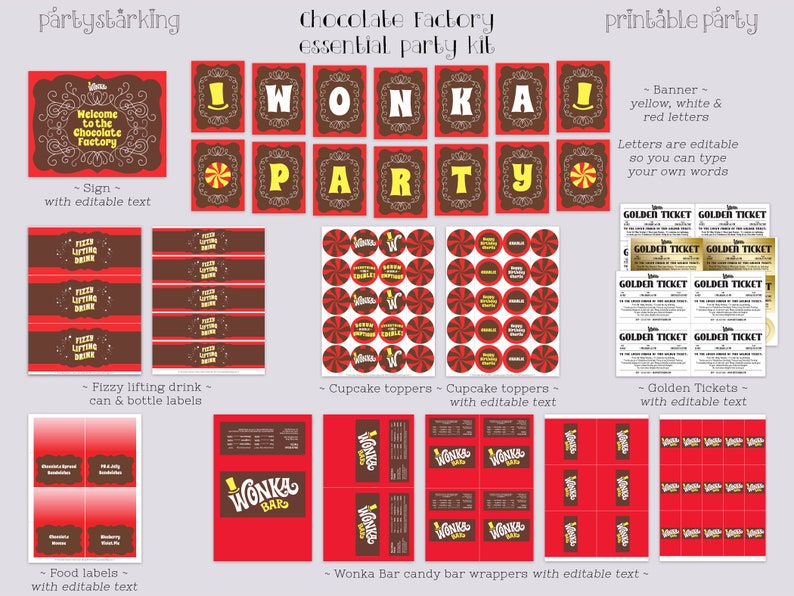 Complete Kit Basic Party Essentials Wonka Party Fizzy Lifting Drink ...