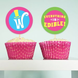 Willy Wonka Cupcake Toppers Willy Wonka Birthday Party Diy Printable ...