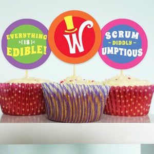Willy Wonka Cupcake Toppers Willy Wonka Birthday Party Diy Printable ...