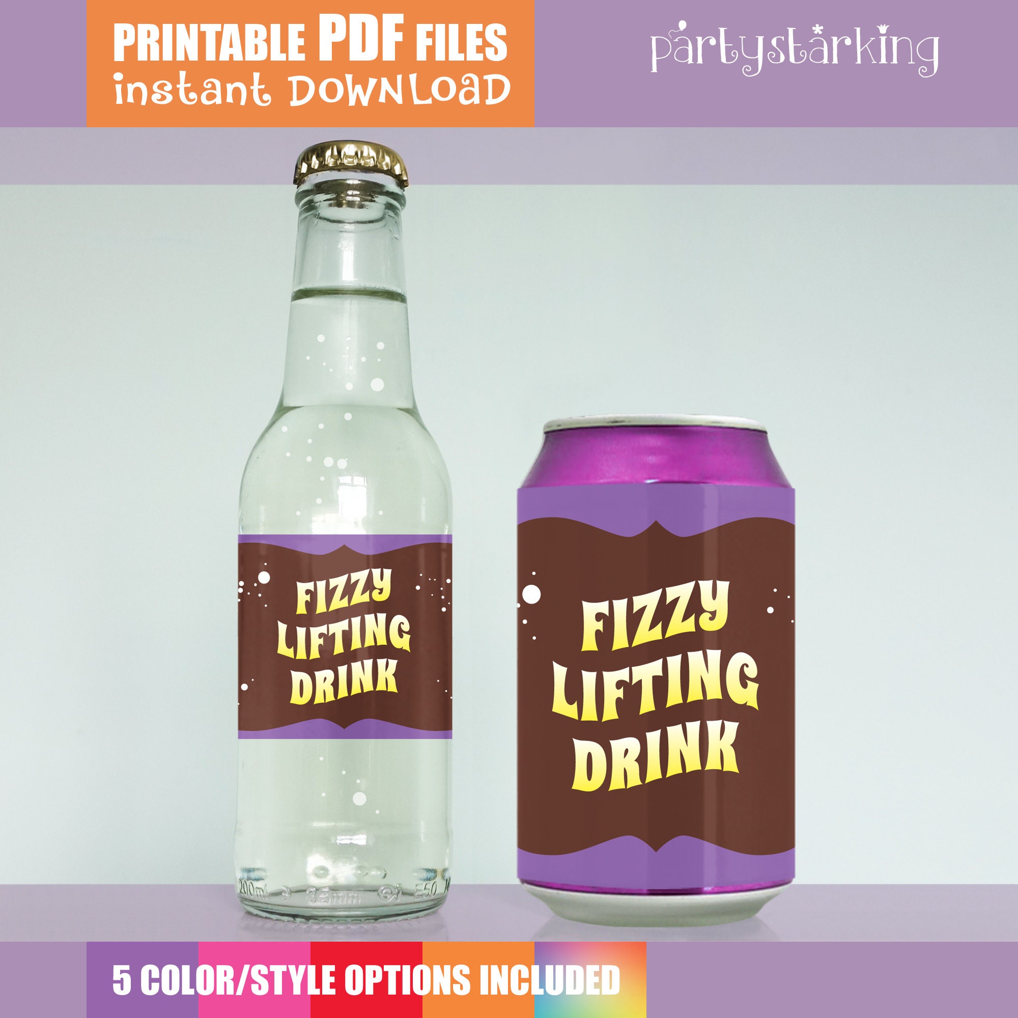Fizzy Lifting Drink Labels for Water Bottles & Soda Cans Charlie and ...