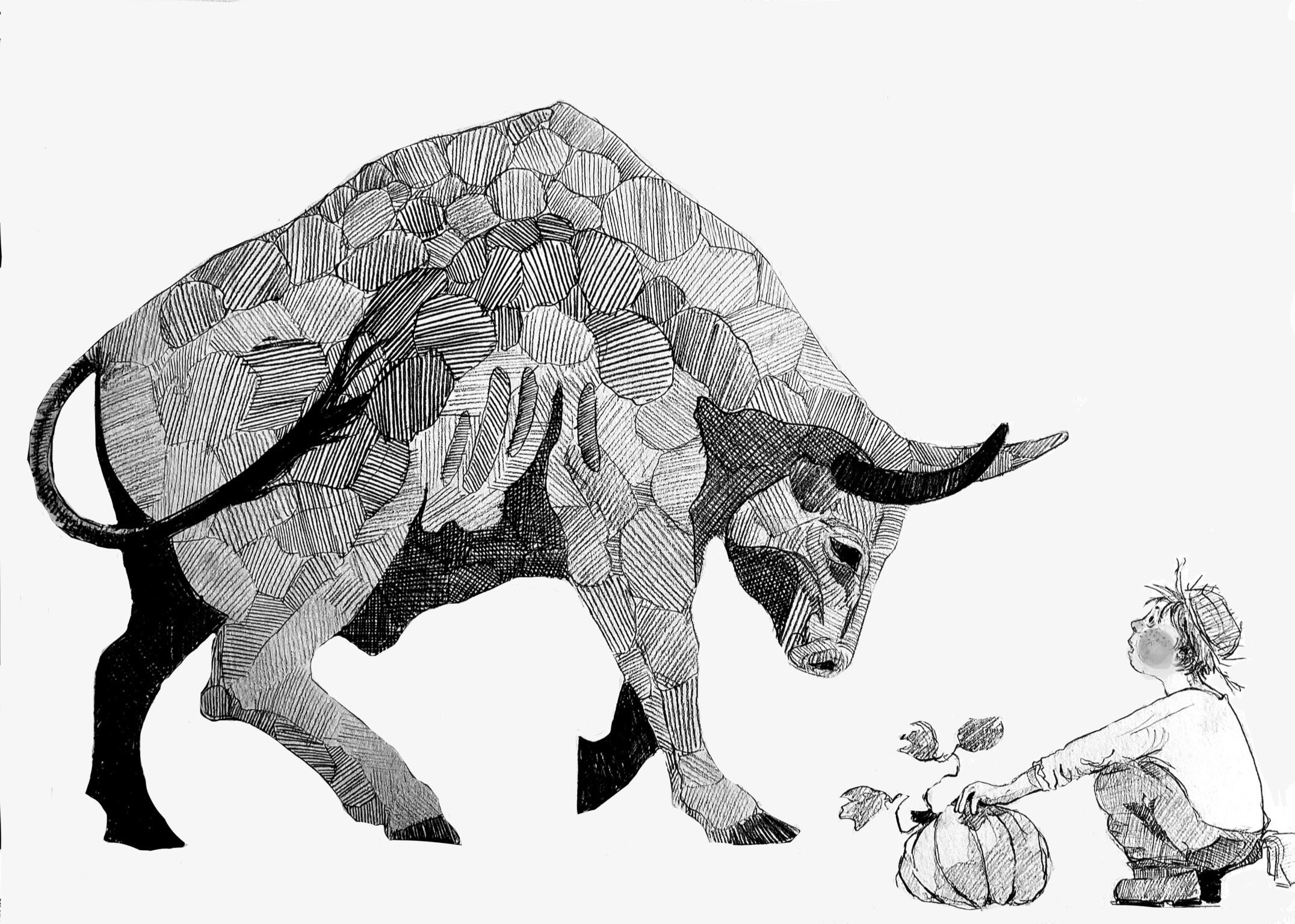 Boy, Bull, and Pumpkin - Etsy