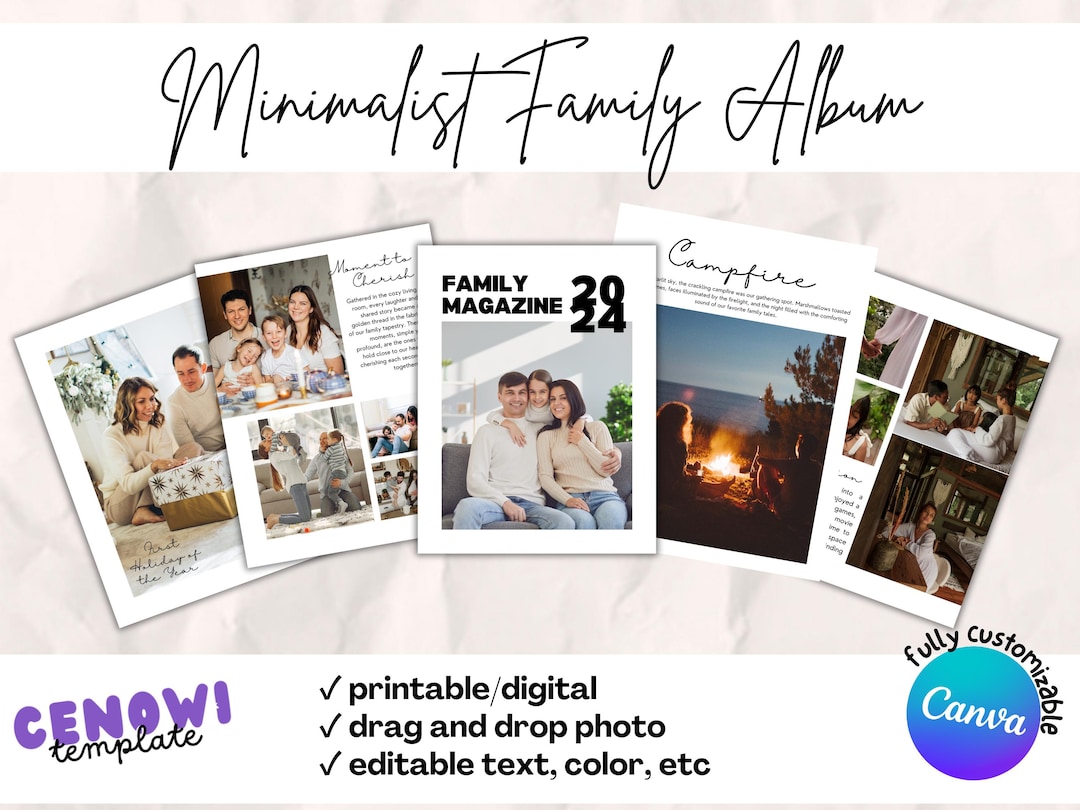 Minimalist Family Album Template - Customizable Digital Photo Book ...
