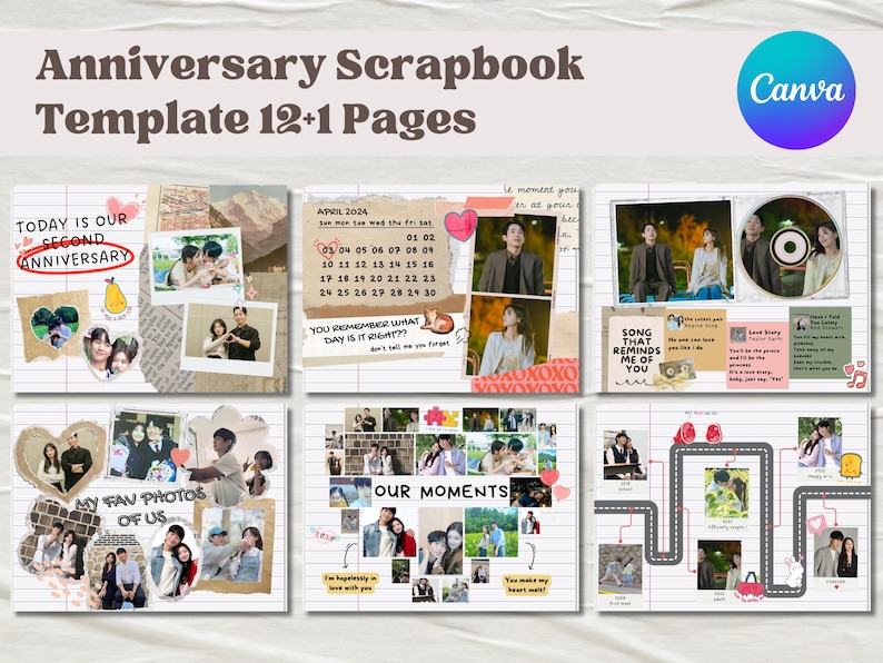 Anniversary Digital Scrapbook Template - Etsy