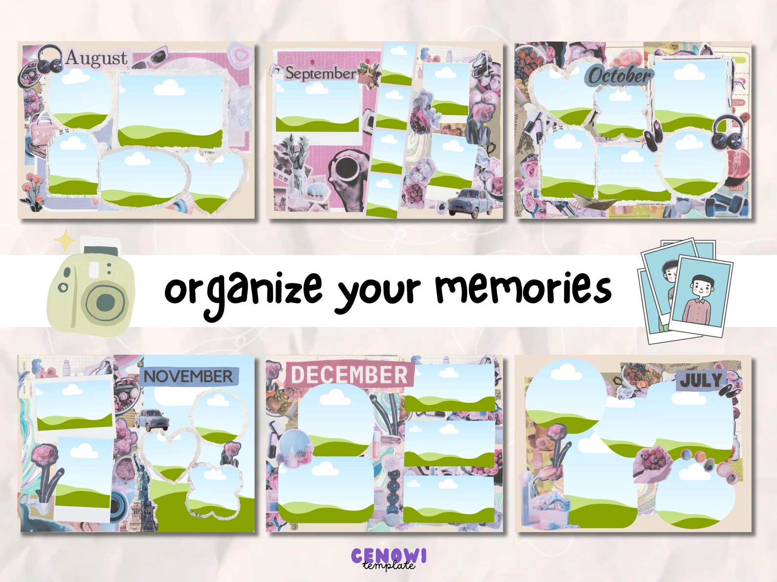 12 Months Dump Digital Scrapbook | Photo Collages Template | Canva ...