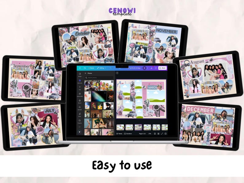 12 Months Dump Digital Scrapbook | Photo Collages Template | Canva ...