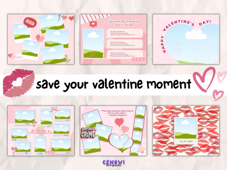 Valentine Scrapbook Template: Photo Collage, Canva (digital Download ...