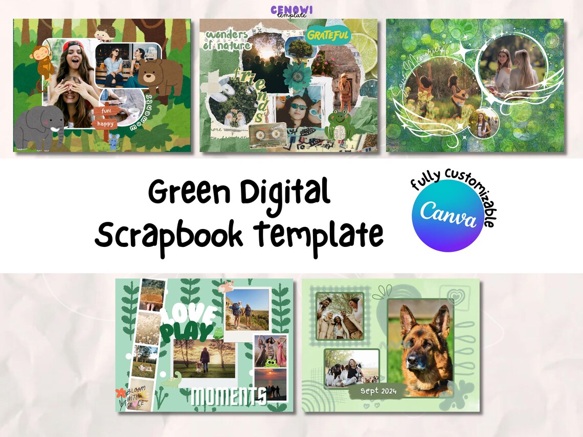 GREEN Dump Digital Scrapbook | Photo Collages Template | Canva | Daily ...