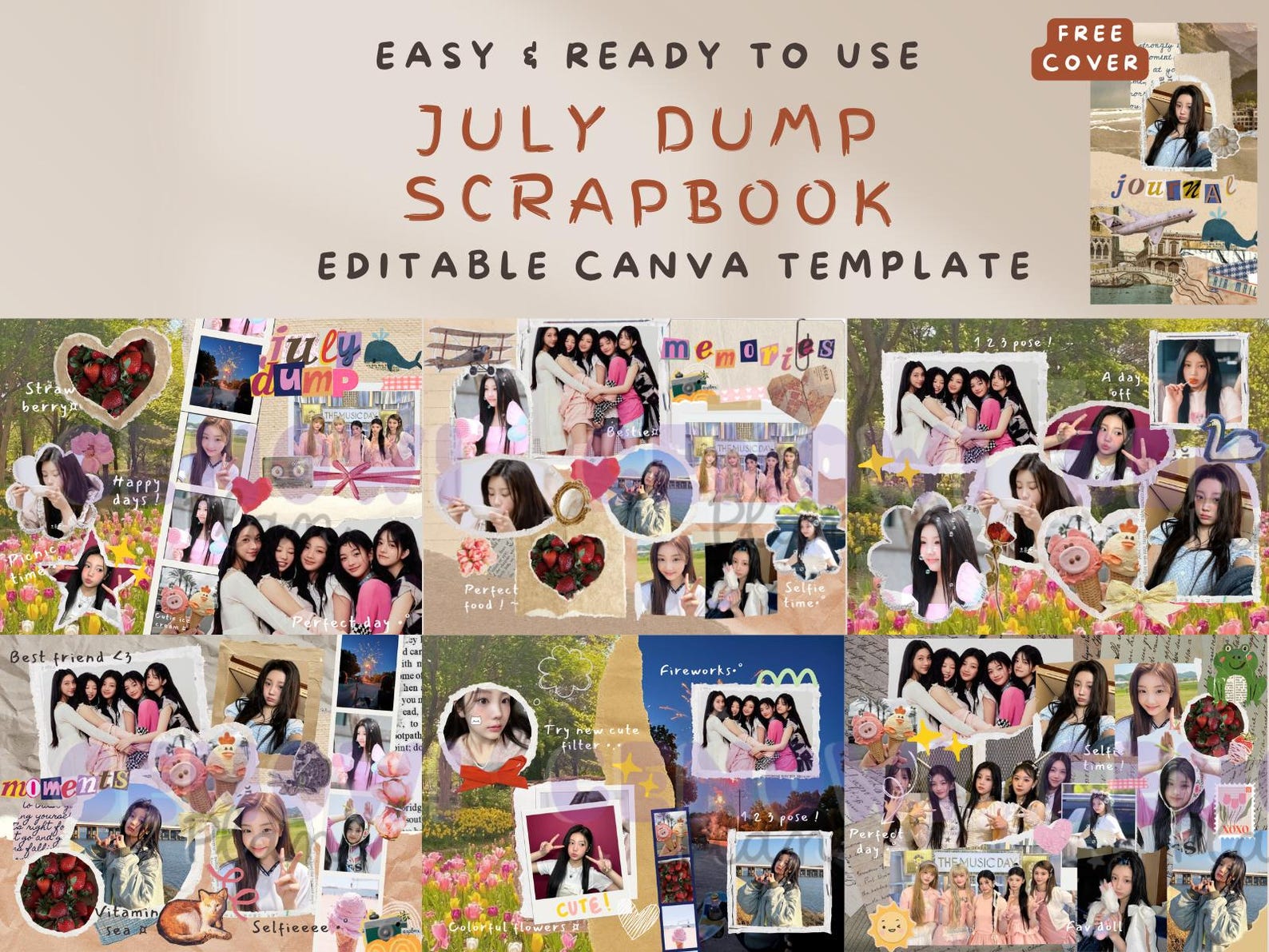 Digital Scrapbook | Photo Collage Template | Canva | July Dump | Month ...
