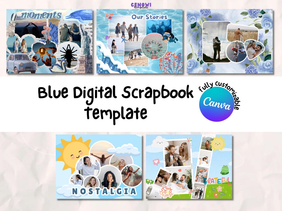 BLUE Dump Digital Scrapbook | Photo Collages Template | Canva | Daily ...