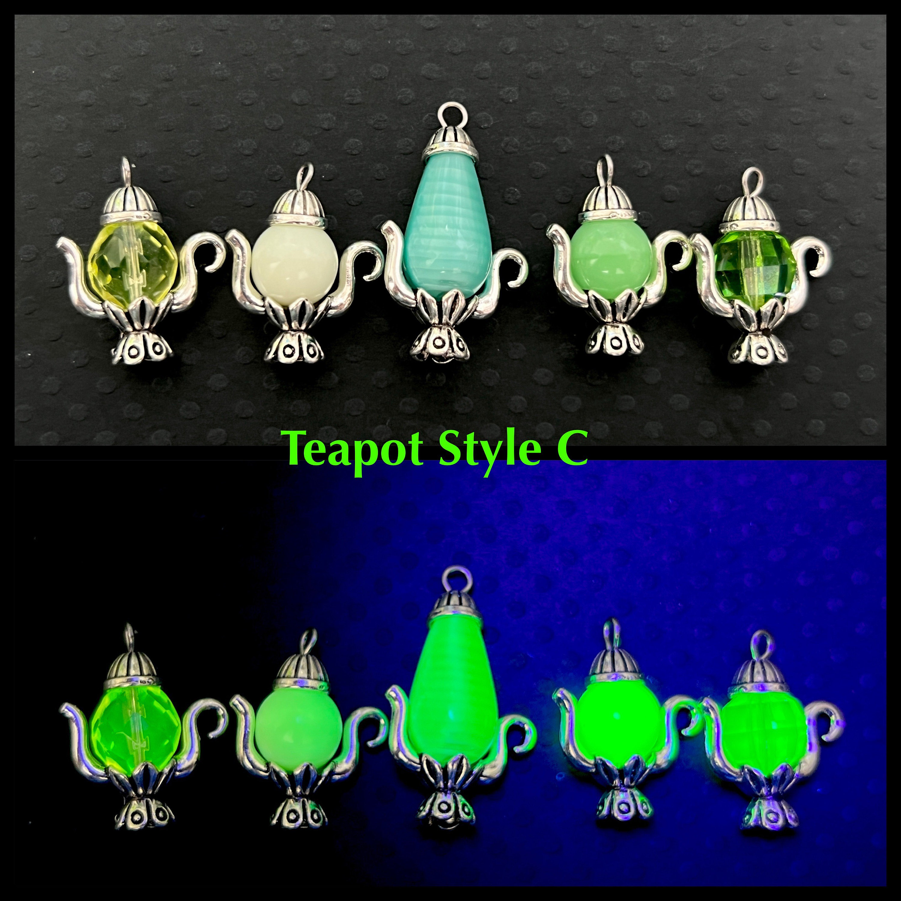 Uranium Glass Teapot Charms You Choose Type and Color Jade Peridot ...