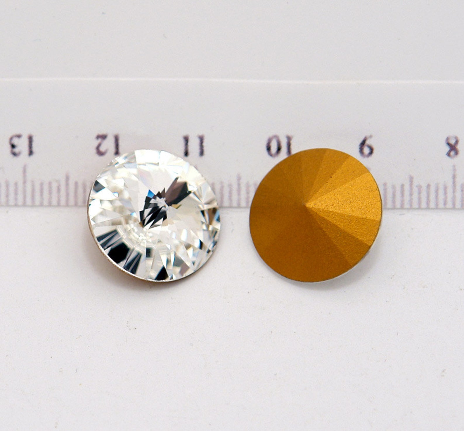 16mm Swarovski Rivoli in Clear Crystal Gold Foiled Vintage - Etsy