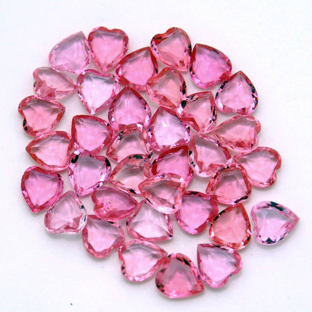 10x9 Pink Hearts - Vintage Glass Faceted Jewels - Gorgeous Unfoiled ...