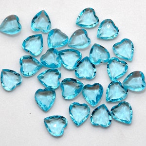 10x9 Aquamarine Hearts Vintage Glass Faceted Jewels Gorgeous Unfoiled ...