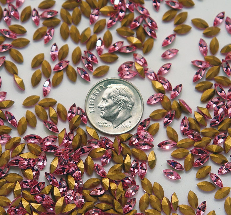 Rose Pink Swarovski Navette Rhinestones 1st Quality Machine | Etsy