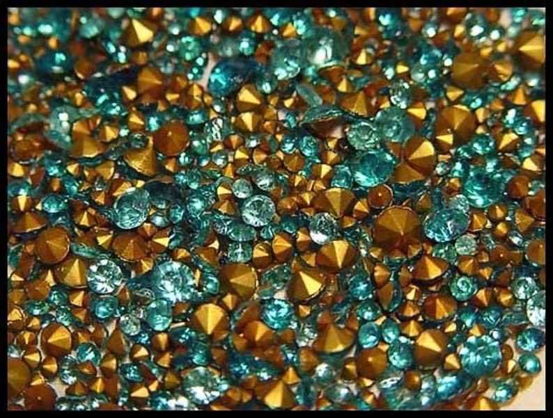 200 Aqua Vintage Rhinestones Chaton Foil Faceted Backs - Etsy