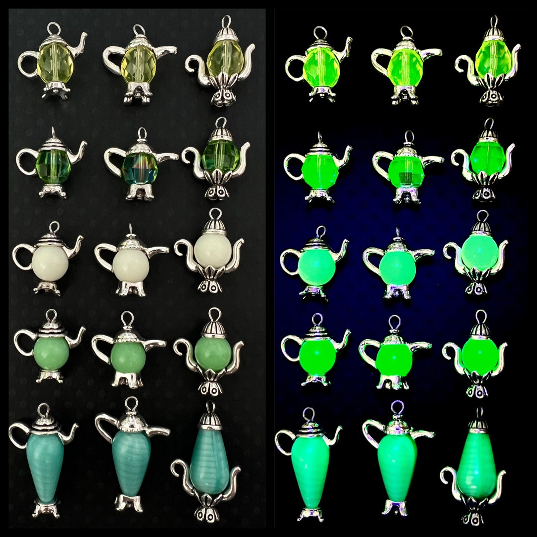 Uranium Glass Teapot Charms You Choose Type and Color Jade Peridot ...