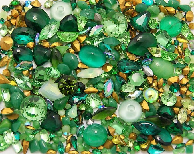 500 Emerald Green Peridot Vintage Rhinestone Lot Fancy Shapes - Etsy