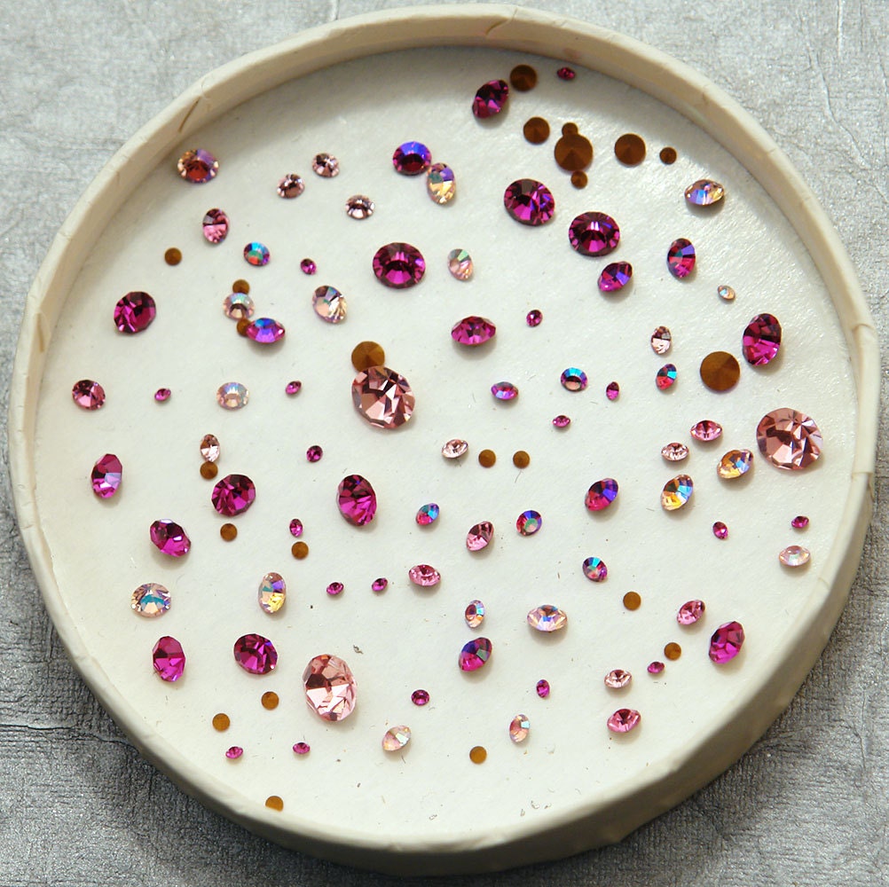 100 Pink Swarovski Crystal Chaton Mix 1st Quality Machine | Etsy