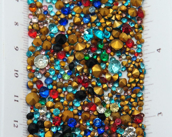 500 Assorted Vintage Glass Rhinestones - Various Colors and Sizes - All ...