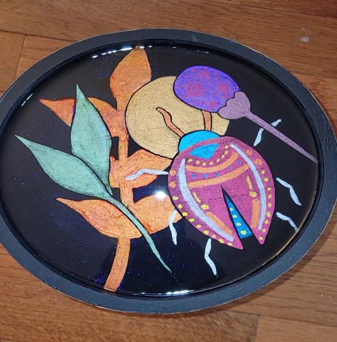 Hand Painted Beetle Boho Display Plant Stand - Etsy