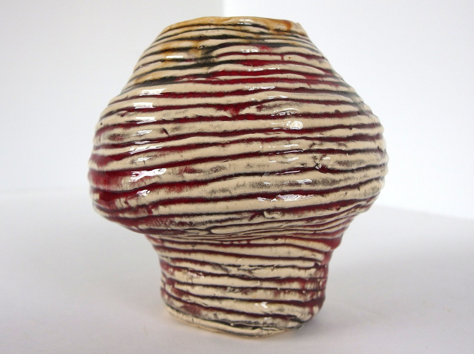 Handmade Rustic Vase Red White and Black Coil Container - Etsy