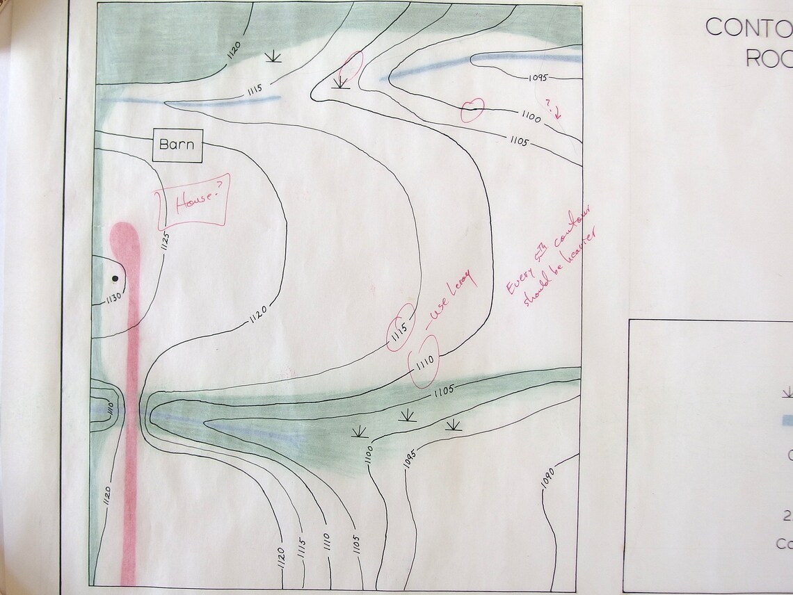 Vintage Hand Drawn Landscape Contour Map - Etsy