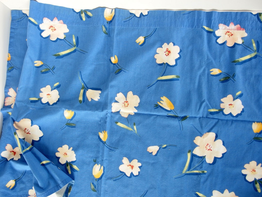 Blue Flowered Curtain or Valance, Vintage Home Decor - Etsy