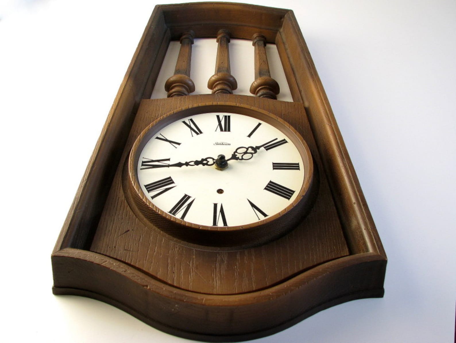 Vintage 1970's Sunbeam Kitchen Wall Clock - Brown Faux Wood - Etsy