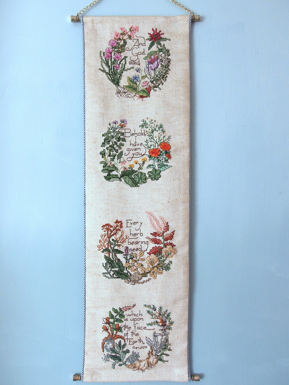 Embroidered Bell Pull Vintage Religious Bible Wall Hanging - Etsy