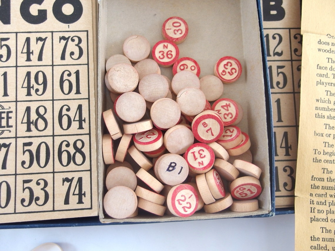 Bingo With Embossed Wooden Number Discs, 50 Cards - Etsy