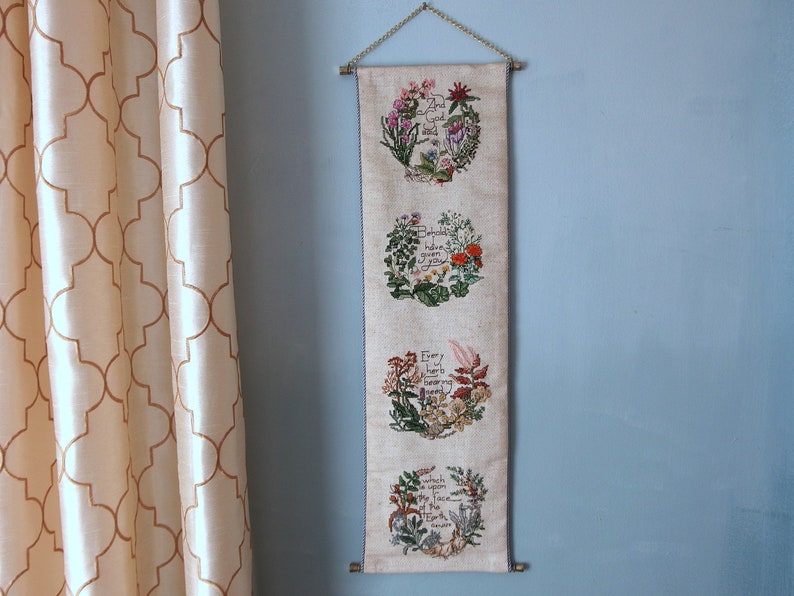 Embroidered Bell Pull Vintage Religious Bible Wall Hanging - Etsy