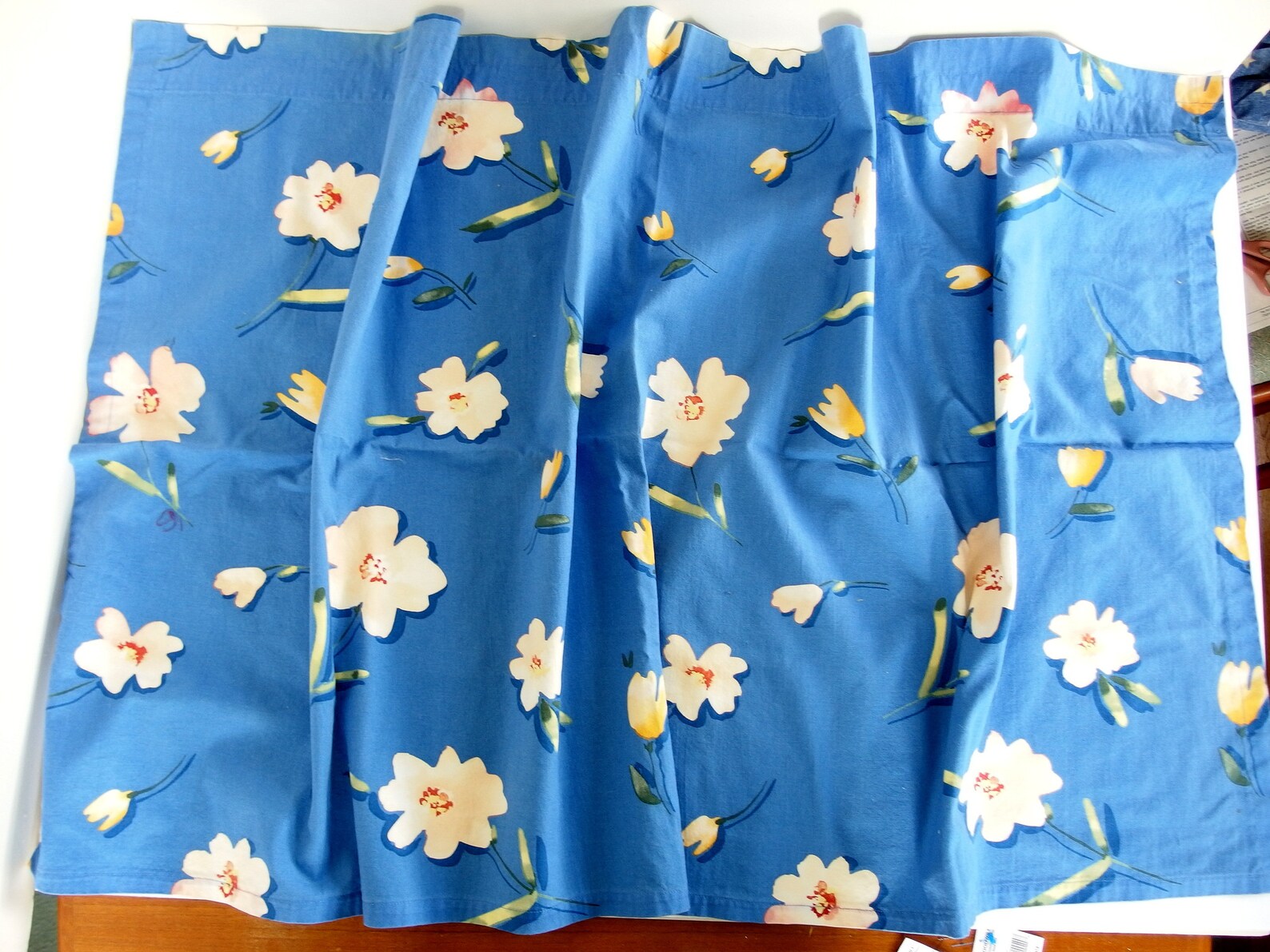 Blue Flowered Curtain or Valance Vintage Home Decor - Etsy