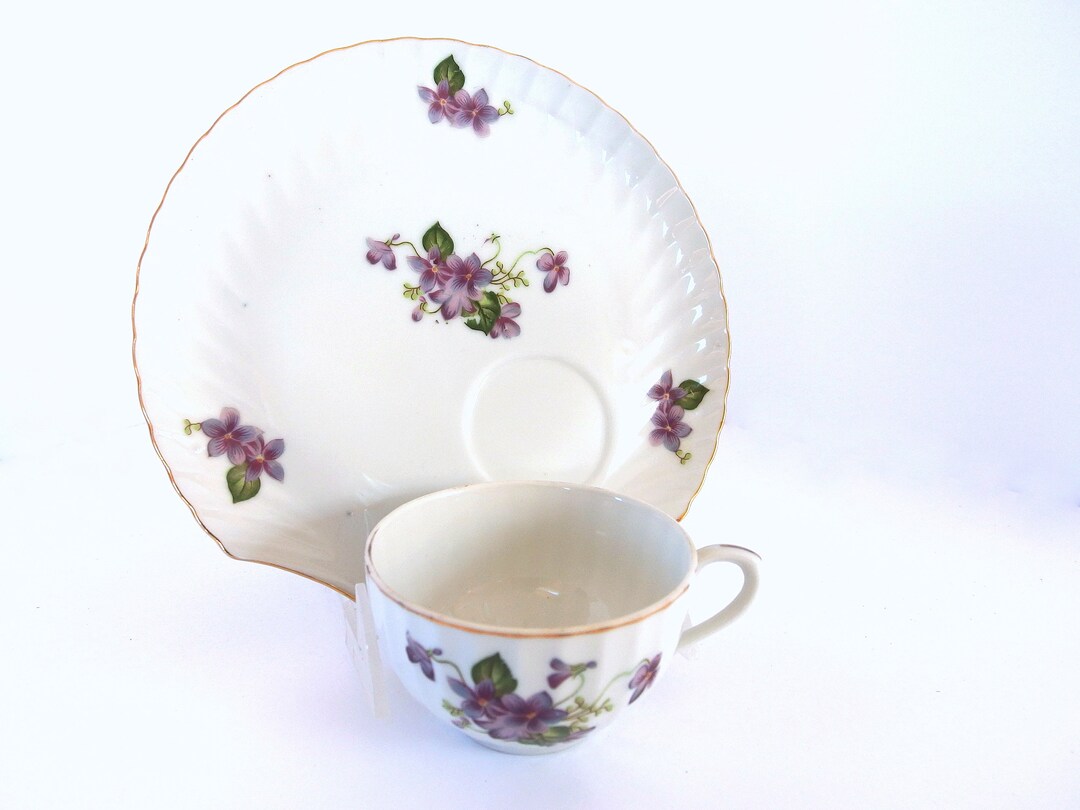 Vintage Gold Trimmed Violets Snack Sets, Set of 8 Plates and Cups - Etsy