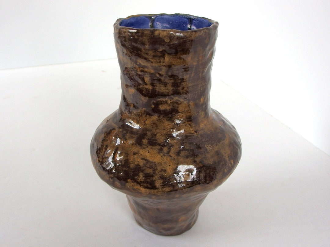 Handmade Gothic, Rustic Vase, Tall, Bulging Mottled Brown Container - Etsy