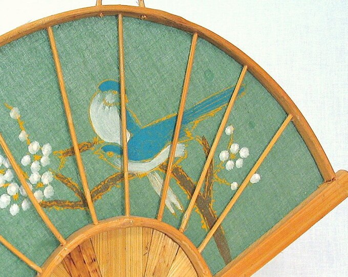 Fan Hand Painted Bird Fan Vintage 1970's Wall Hanging - Etsy