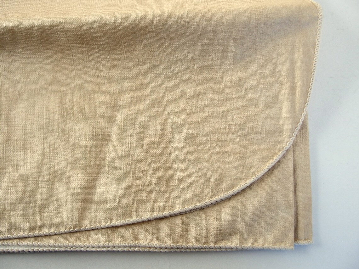 Beige Vinyl Tablecloth 52 Inch Square Vintage Flannel Backed | Etsy