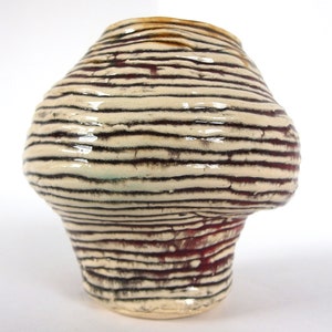 Handmade Rustic Vase, Red, White and Black Coil Container - Etsy