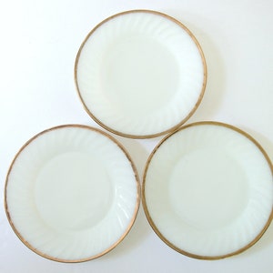 3 Vintage Mid Century White Fire King Gold Swirl Dinner Plates - Etsy