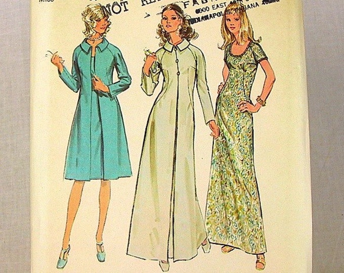 1971 Vintage UNCUT Sewing Pattern Simplicity 9715 MAXI DRESS and COAT ...