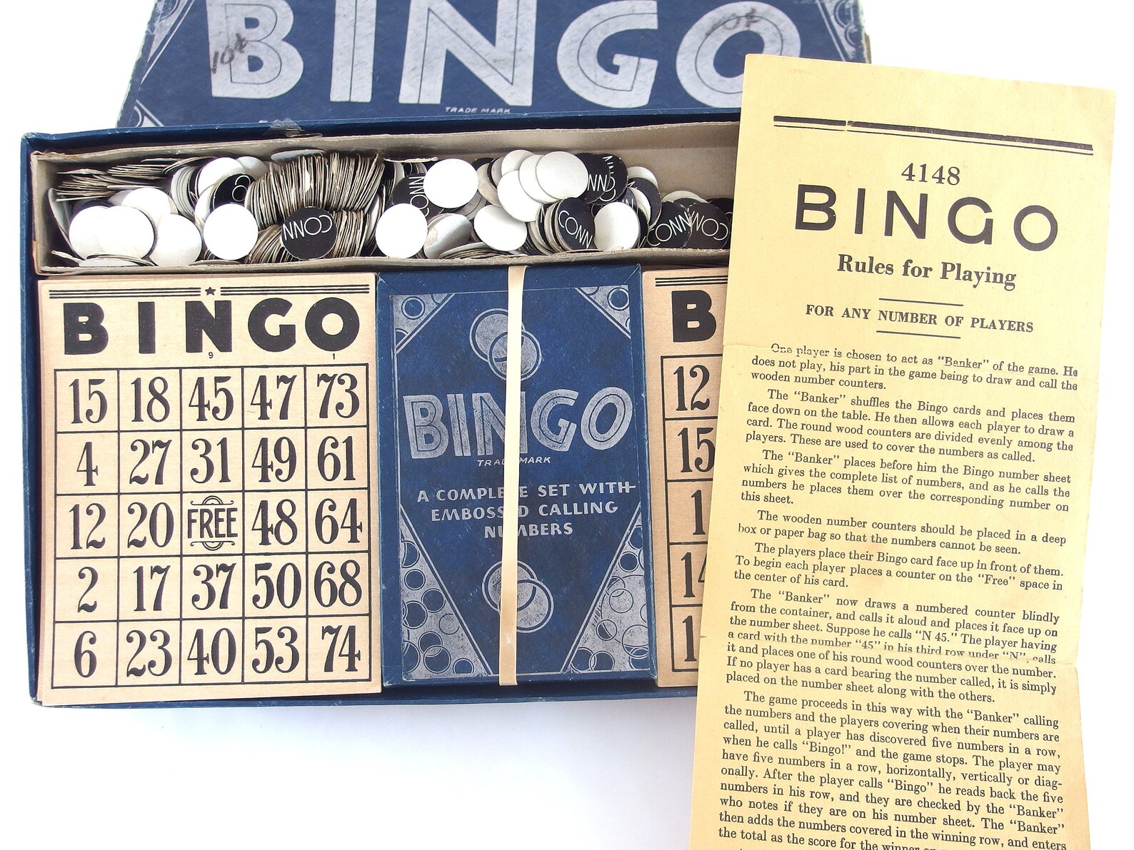 Bingo With Embossed Wooden Number Discs, 50 Cards - Etsy